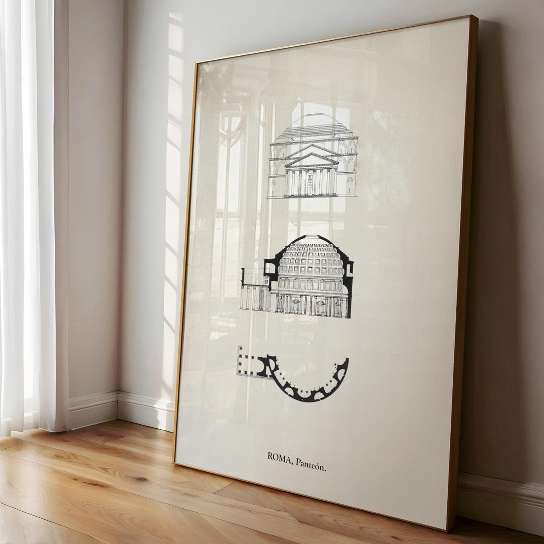 Classical Italy Architecture, Pantheon Art Blueprint, MAILED Print ...