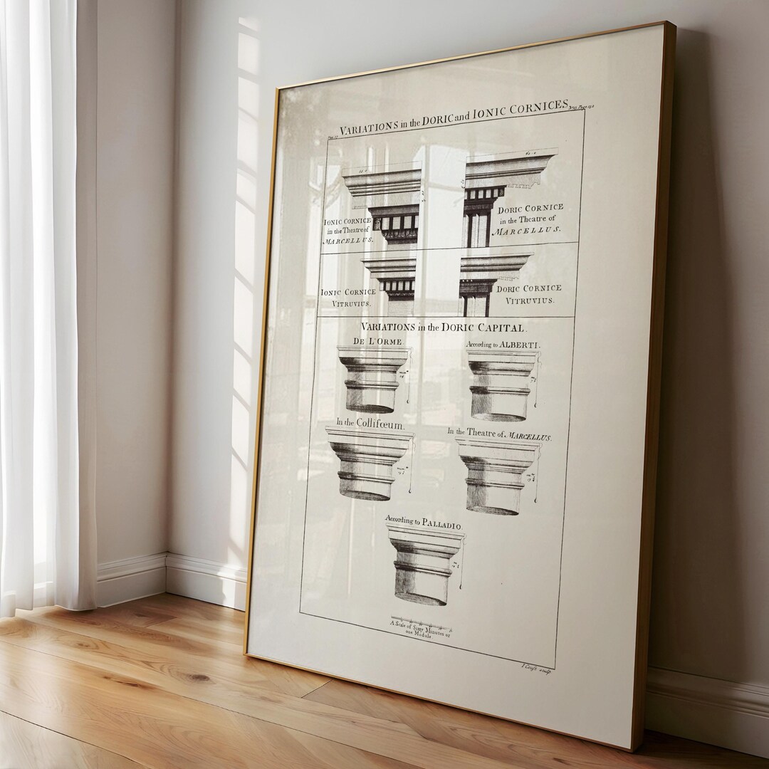 Technical Drawing of Ionic Column Art Print, Architecture MAILED PRINT ...