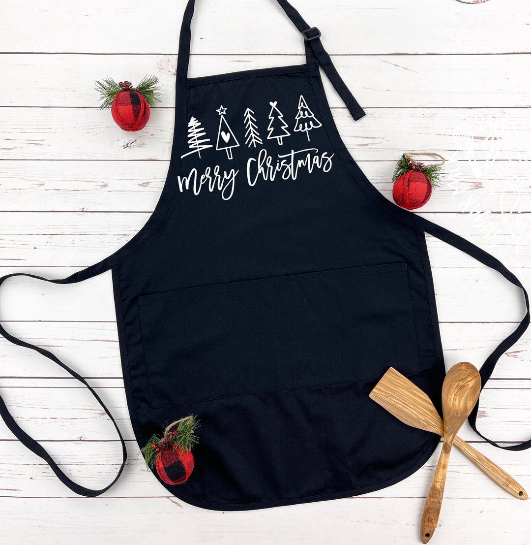 Christmas Apron, Merry Christmas Tree Apron, Holiday Apron, Cooking ...