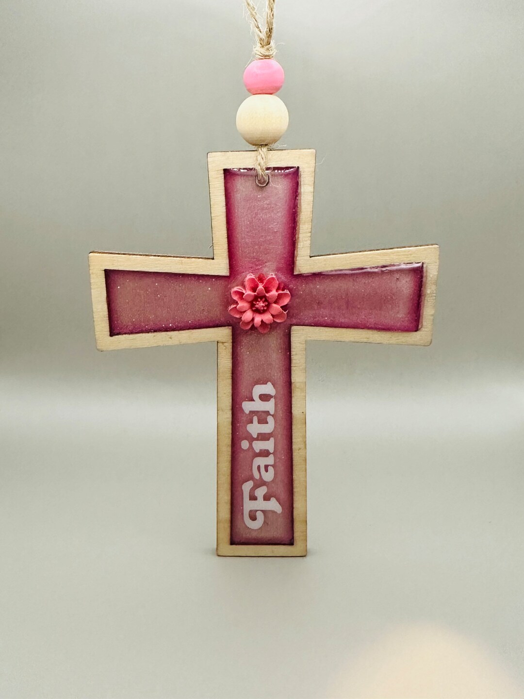Pink Faith Cross Wall Decoration, Cross Ornament, Car Charm, Faith ...