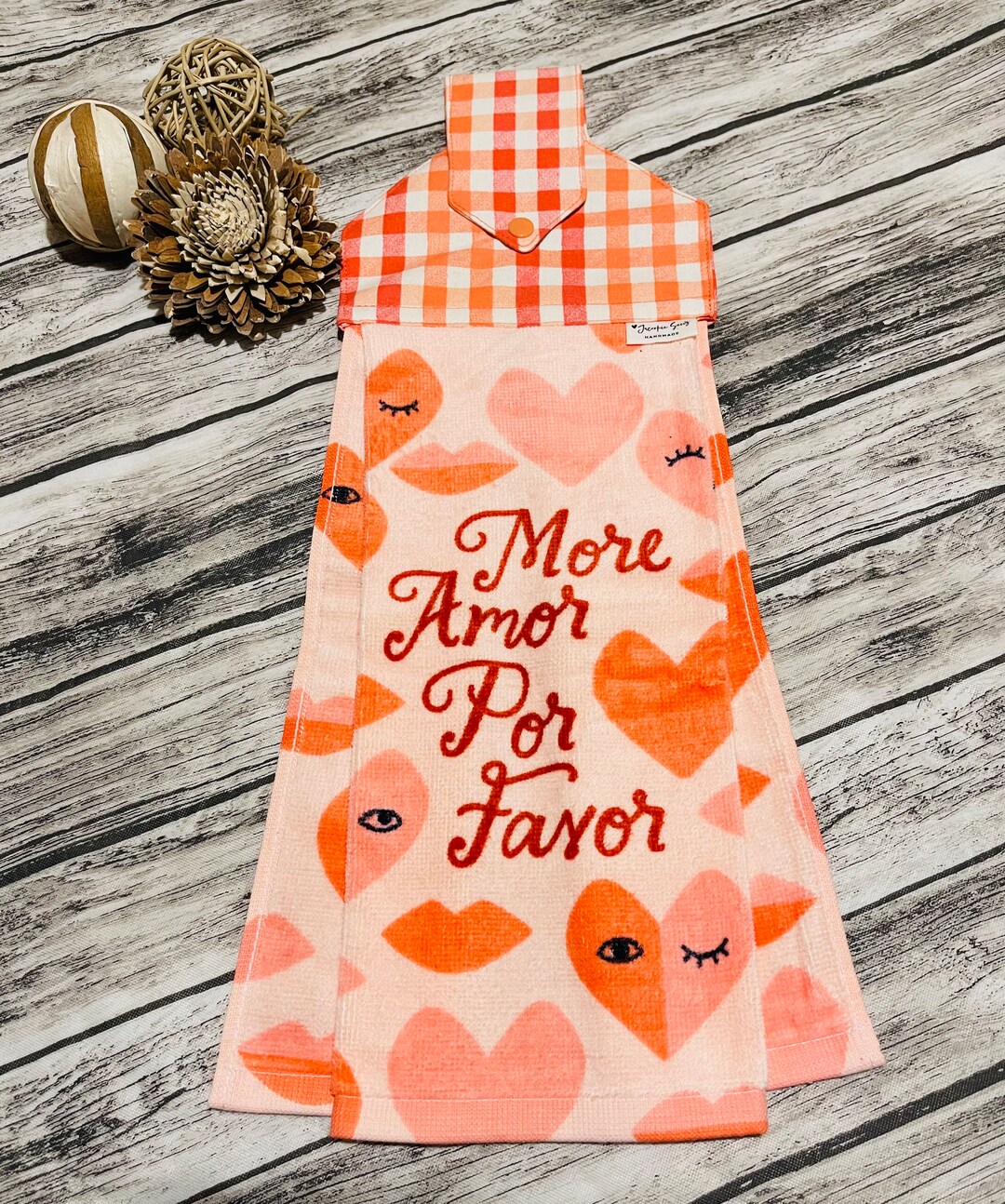 More Amor Hanging Towel, Kitchen Decoration, Dish Towel With Snap ...