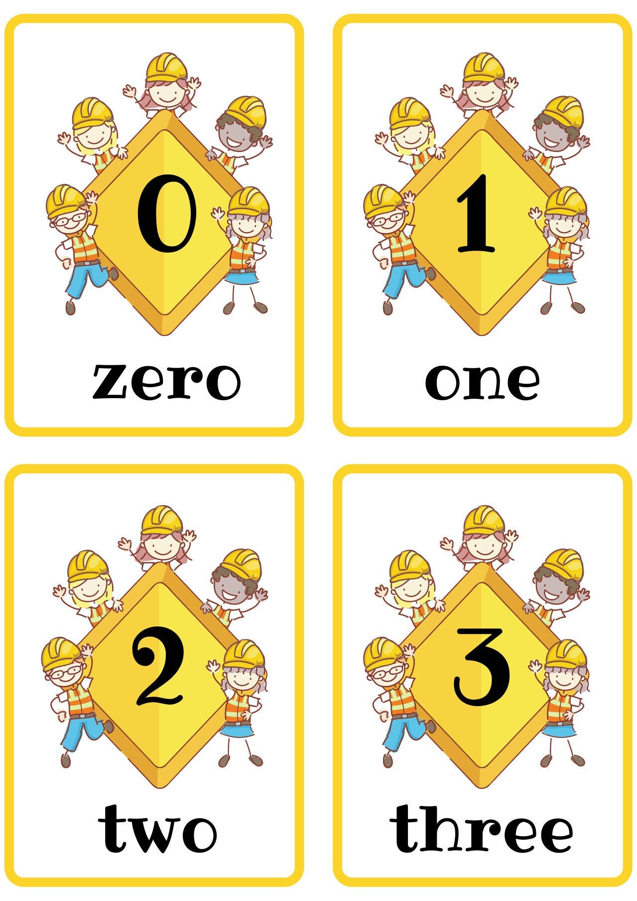 Construction Themed Number Flashcards 1-20 - Etsy