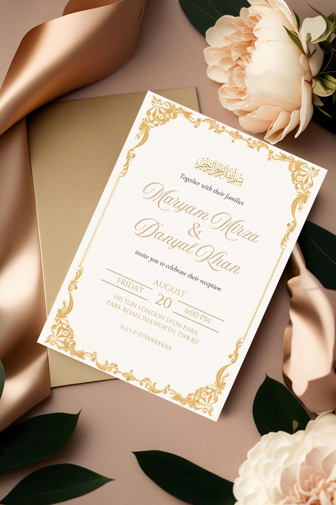 Editable Nikkah Invitation Card, Personalisable Wedding Invitation ...