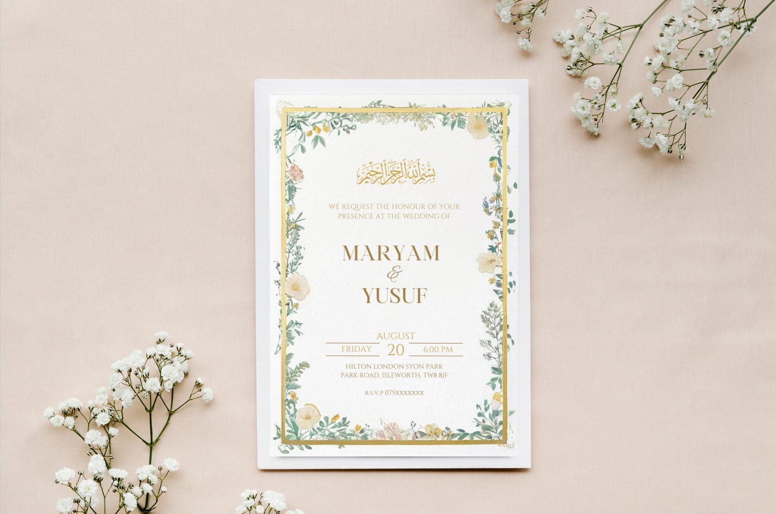 Nikkah Invitation Card, Personalisable Wedding Invitation Template ...