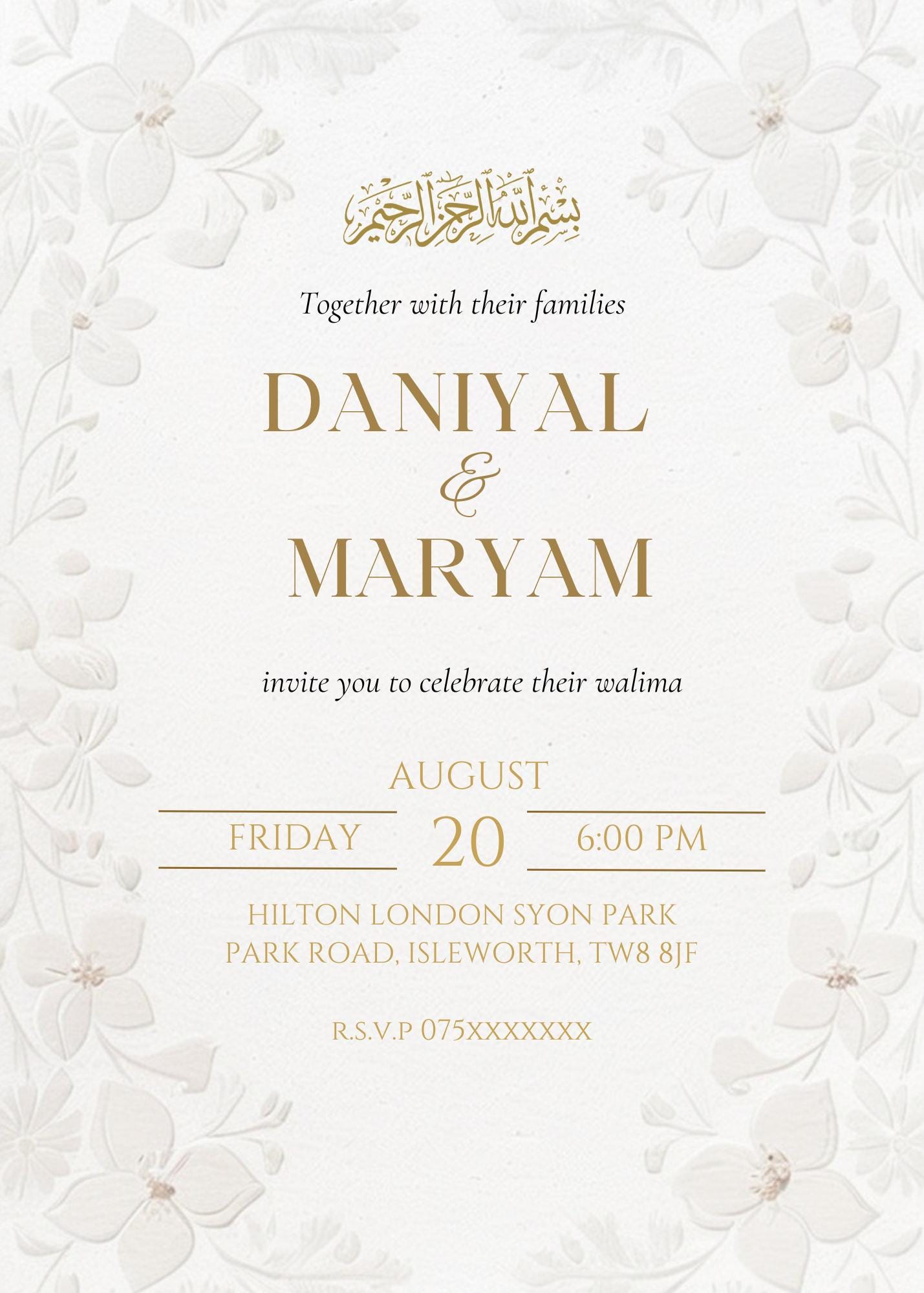 Editable Nikkah Invitation Card, Personalisable Wedding Invitation ...