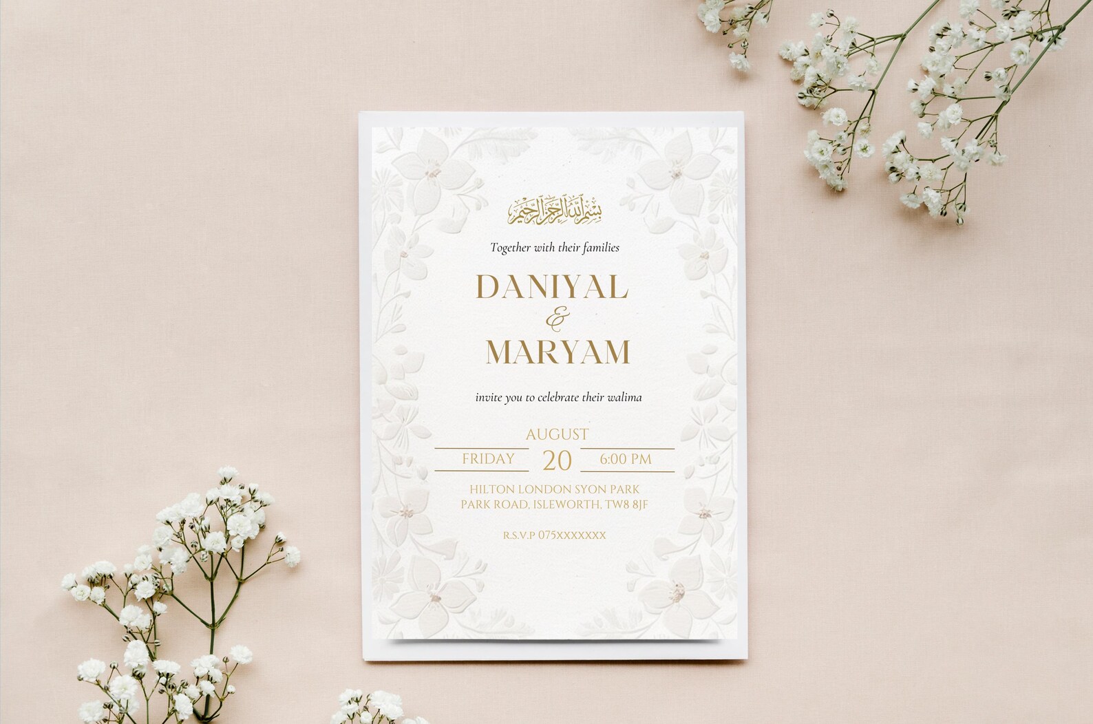 Editable Nikkah Invitation Card, Personalisable Wedding Invitation ...