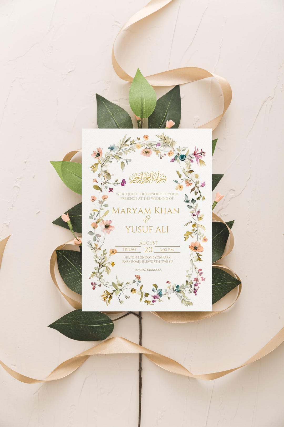 Editable Nikkah Invitation Card, Wedding Invitation Template, Digital ...