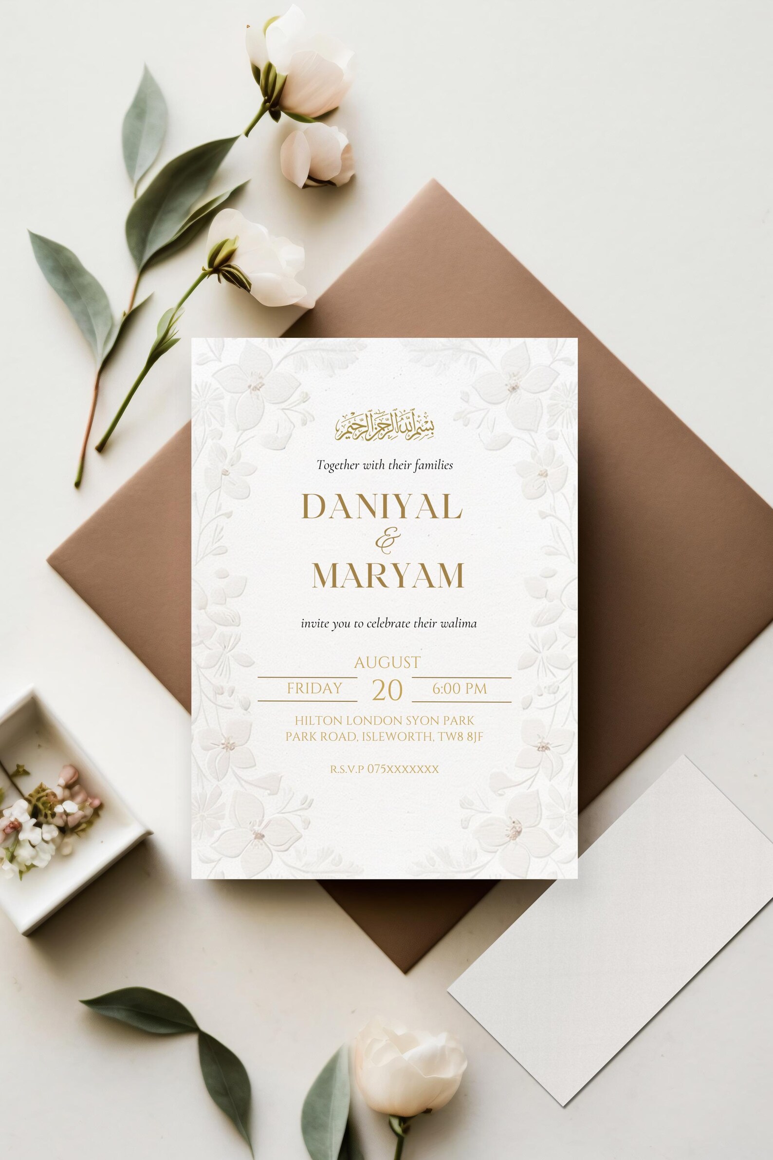 Editable Nikkah Invitation Card, Personalisable Wedding Invitation ...