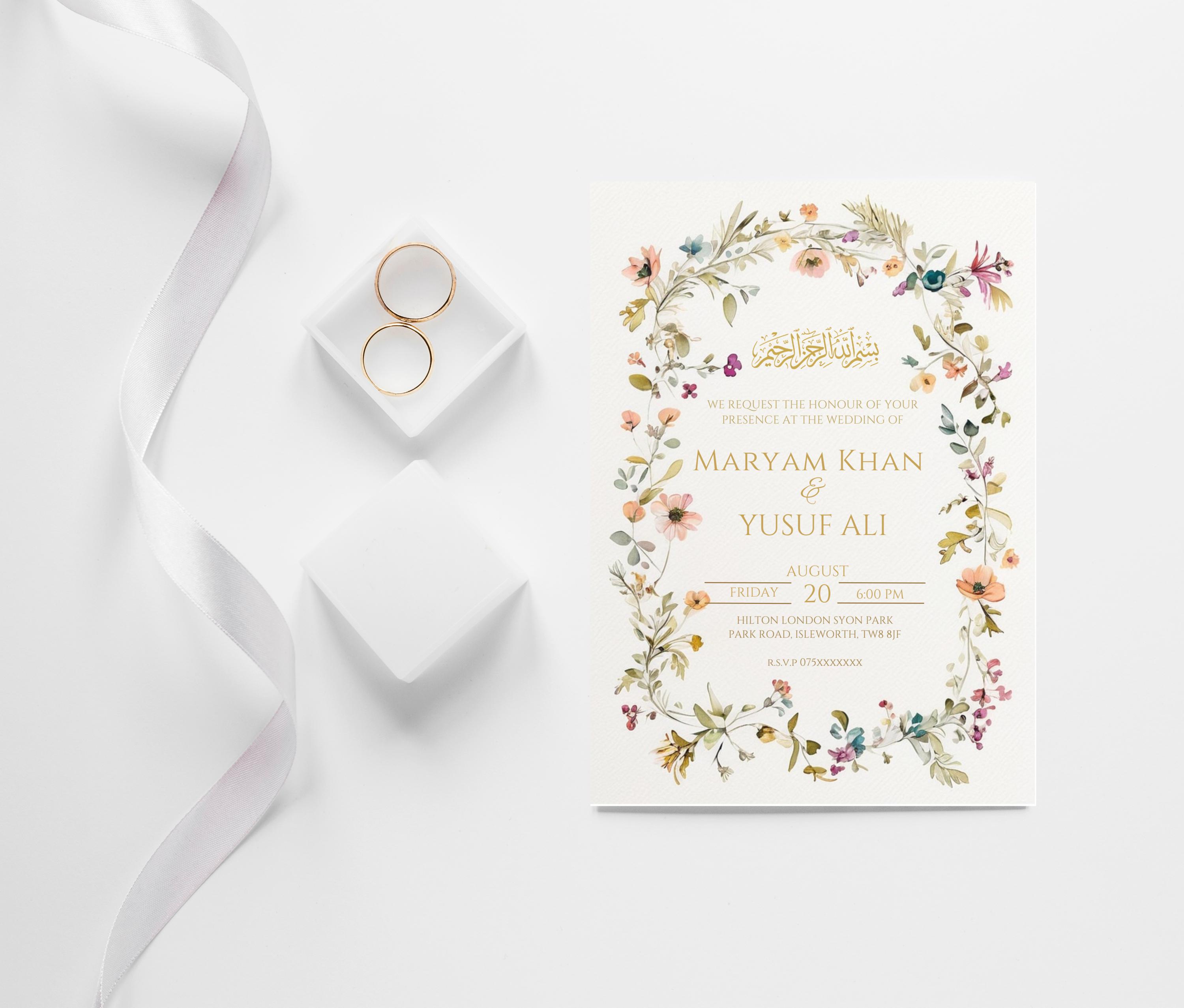 Editable Nikkah Invitation Card, Wedding Invitation Template, Digital ...