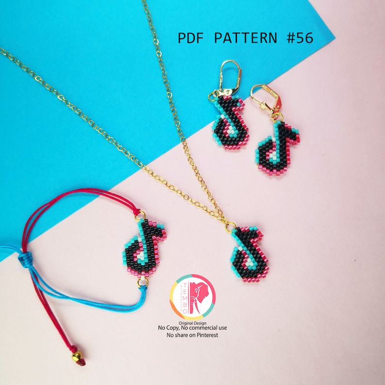 PDF Pattern Set TIKTOK Earrings, Necklace and Bracelet, Brickstitch ...