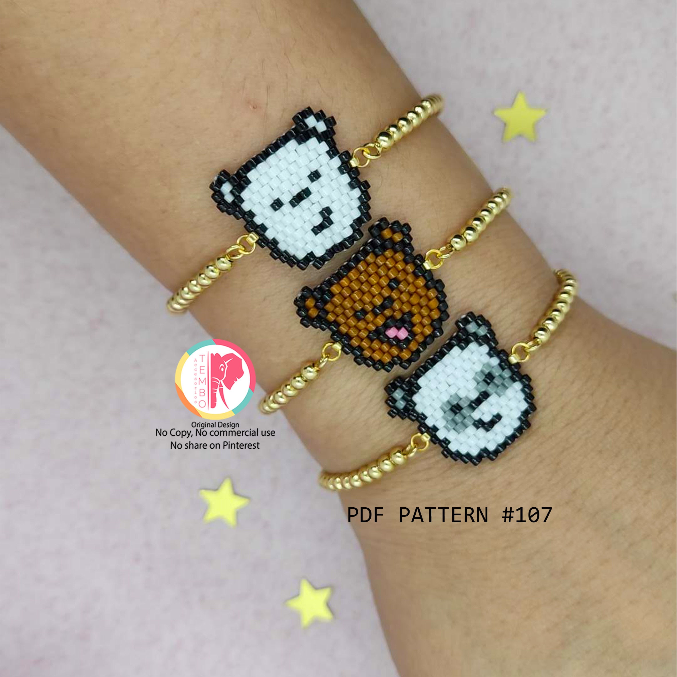 PDF Pattern We Bare Bears Bracelet, Patron Osos Escandalosos, We Bare ...