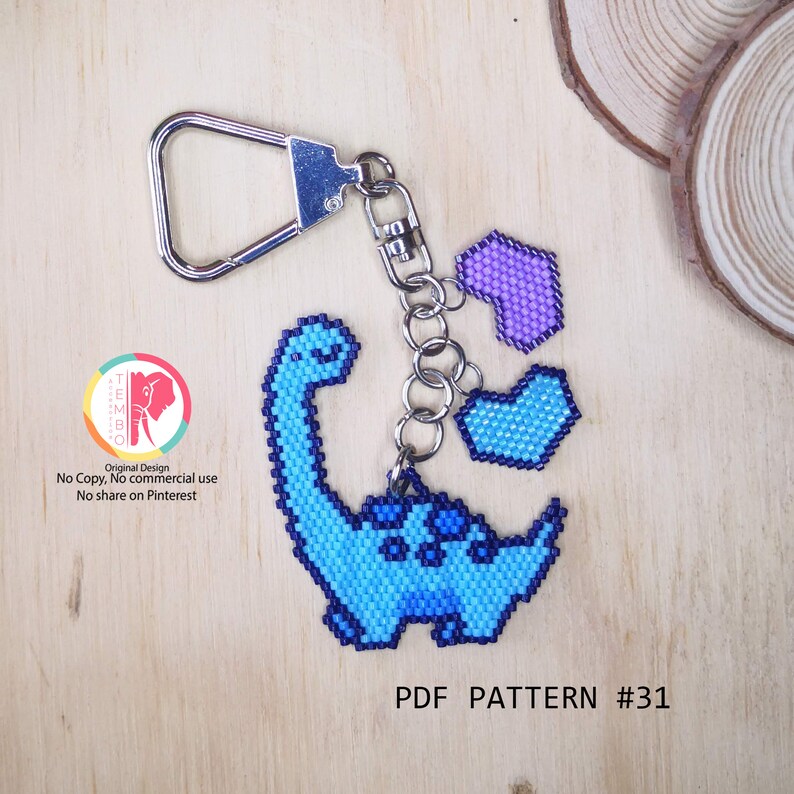 PDF Pattern Miyuki Dinosaur Keychain Dinosaur Pattern - Etsy