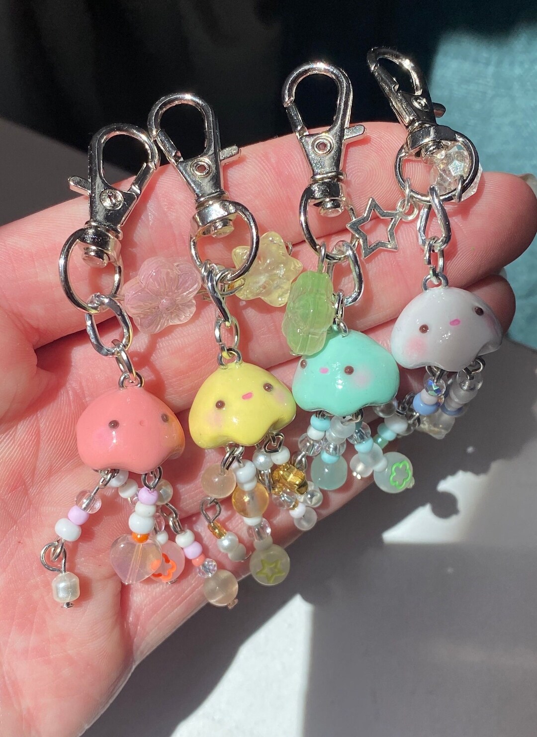 Jellyfish Key Chain Handmade Polymer Clay Charms - Etsy