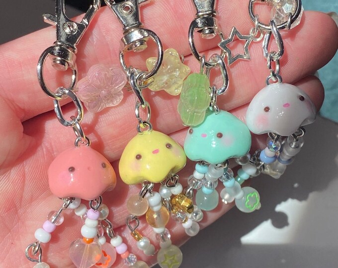 Jellyfish Key Chain Handmade Polymer Clay Charms - Etsy