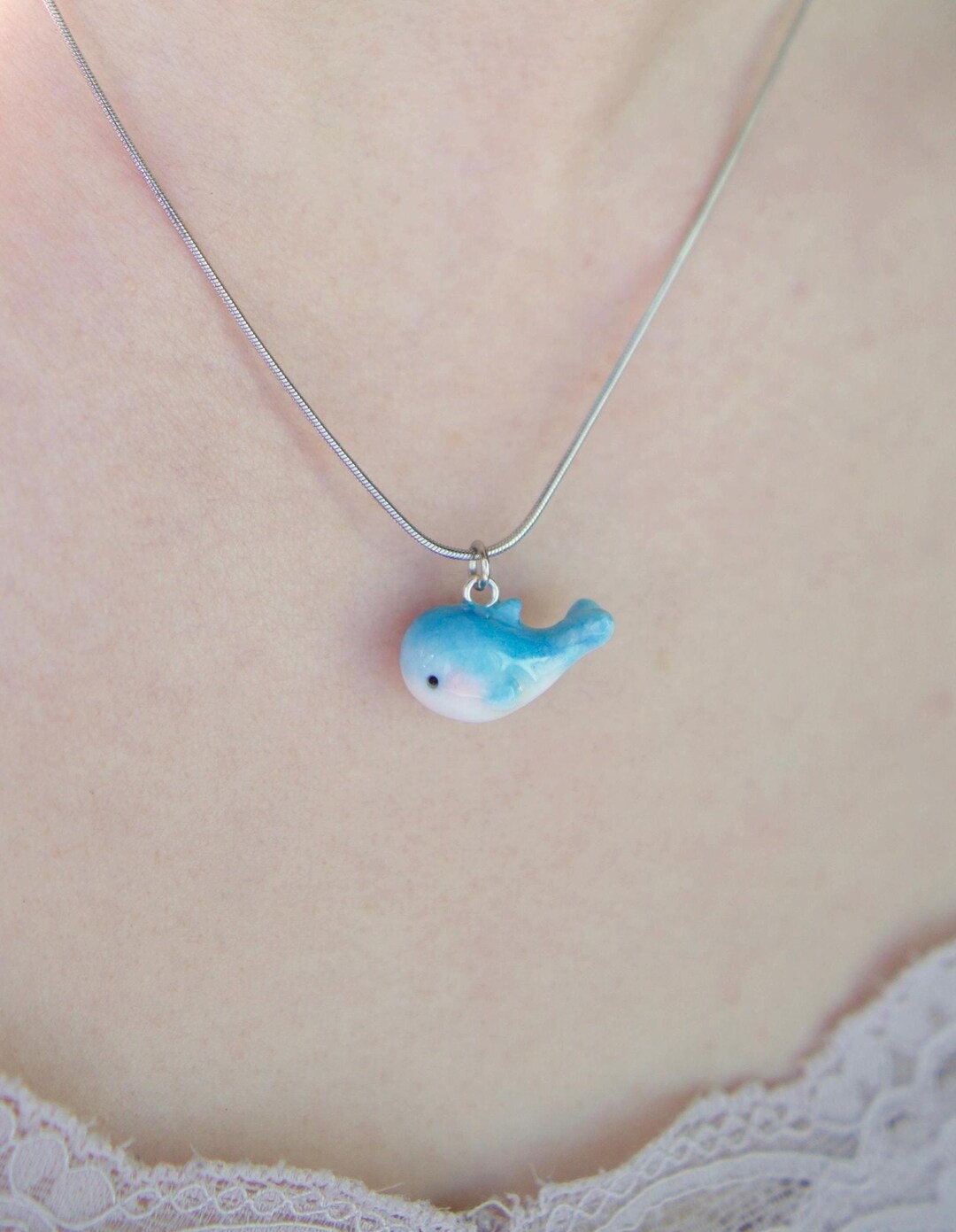 Orca Necklace Blue Whale Handmade Polymer Clay Jewelry - Etsy