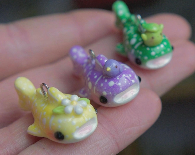 Spring Whale Shark Charm ~ Handmade ~ Polymer Clay ~ Charms ~ Key Chain ...