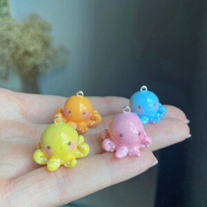 Octopus Charm Handmade Polymer Clay Key Chains Tiny Charms Clay Decor ...