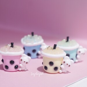 Bear on Boba Charm Polymer Clay Handmade Charms - Etsy