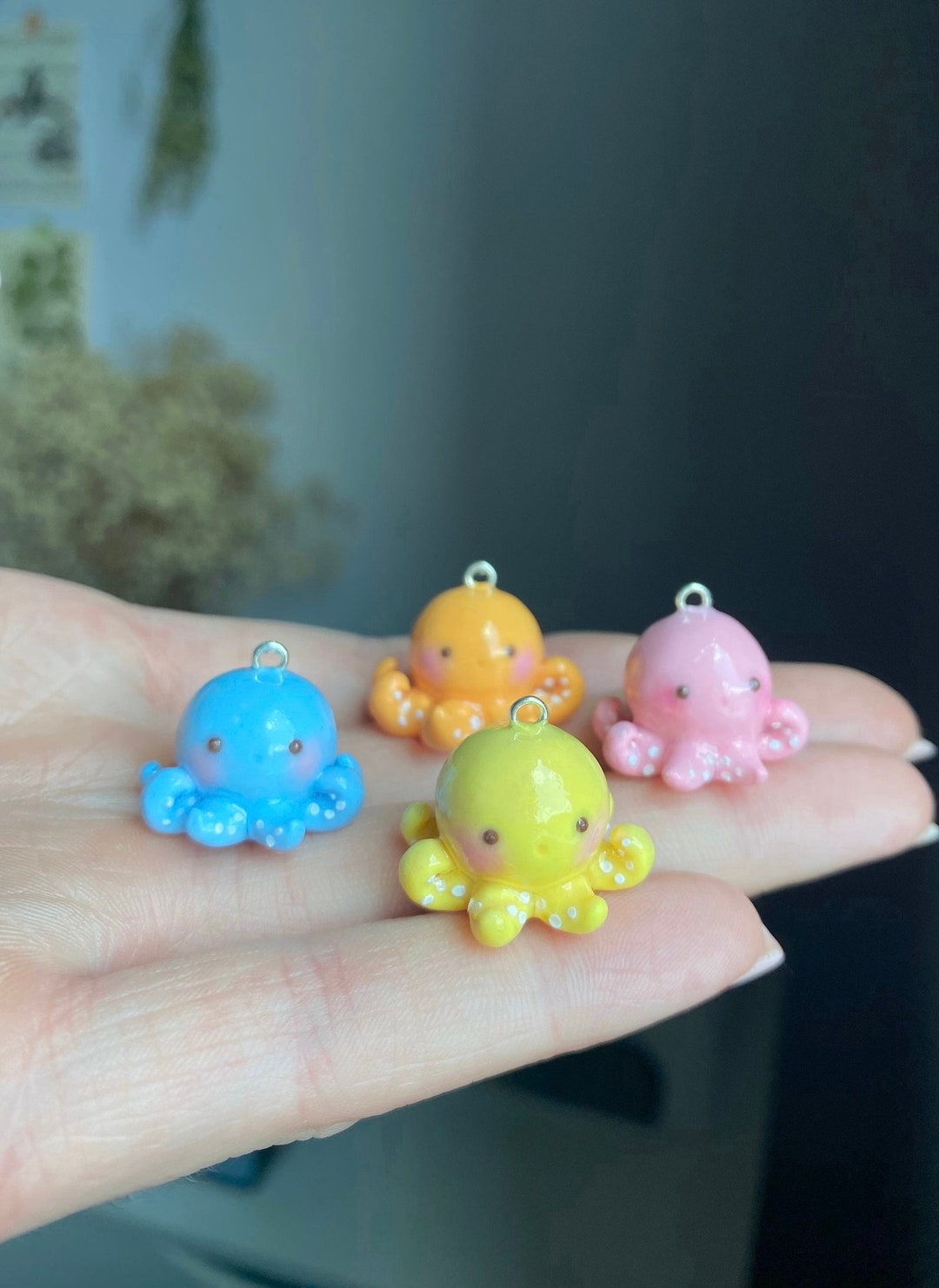 Octopus Charm ~ Handmade ~ Polymer Clay ~ Key Chains ~ Tiny Charms ...
