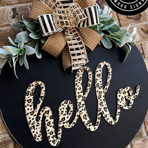 Turquoise & Leopard Print Door Hanger - Etsy