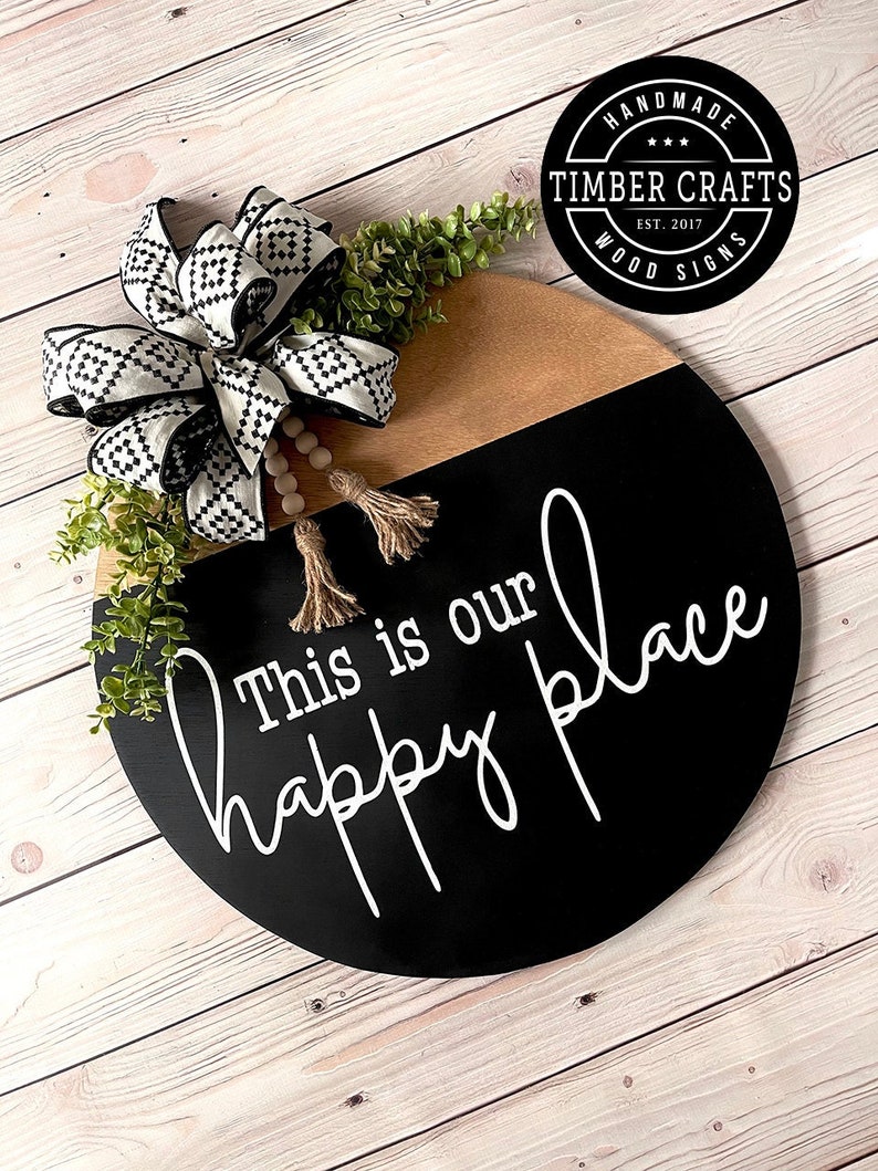 This is Our Happy Place Door Hanger Rustic Door Hanger Door - Etsy