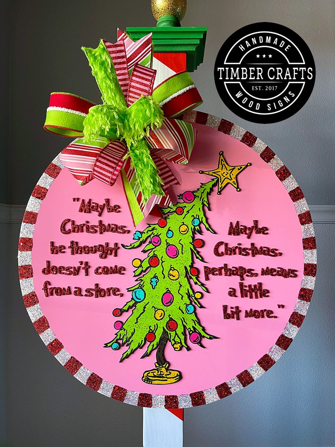 Merry Grinch's Door Hanger, Grinch Door Hanger, Grinch Decor, Grinchmas ...