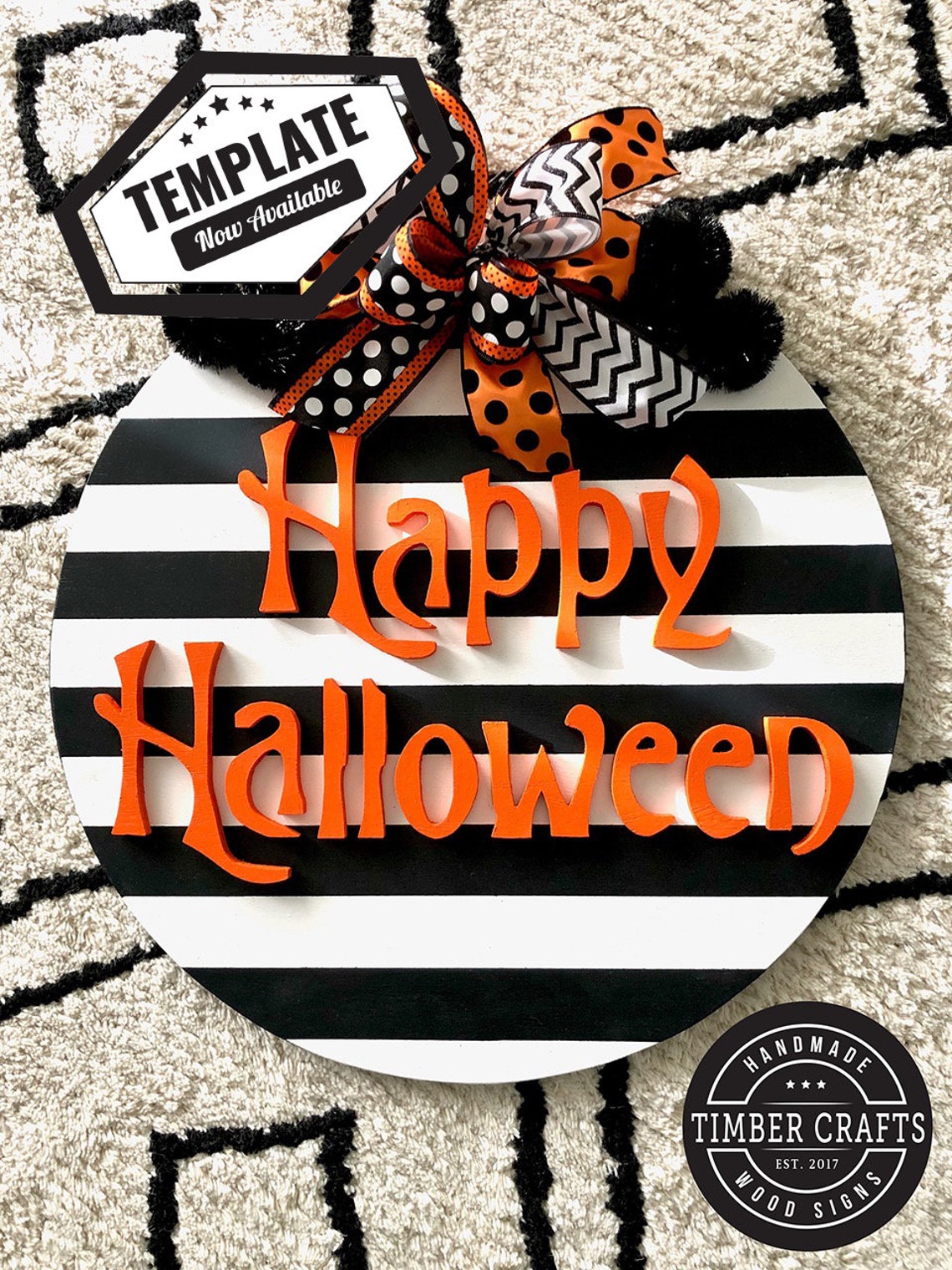 Happy Halloween Door Hanger Template - Etsy