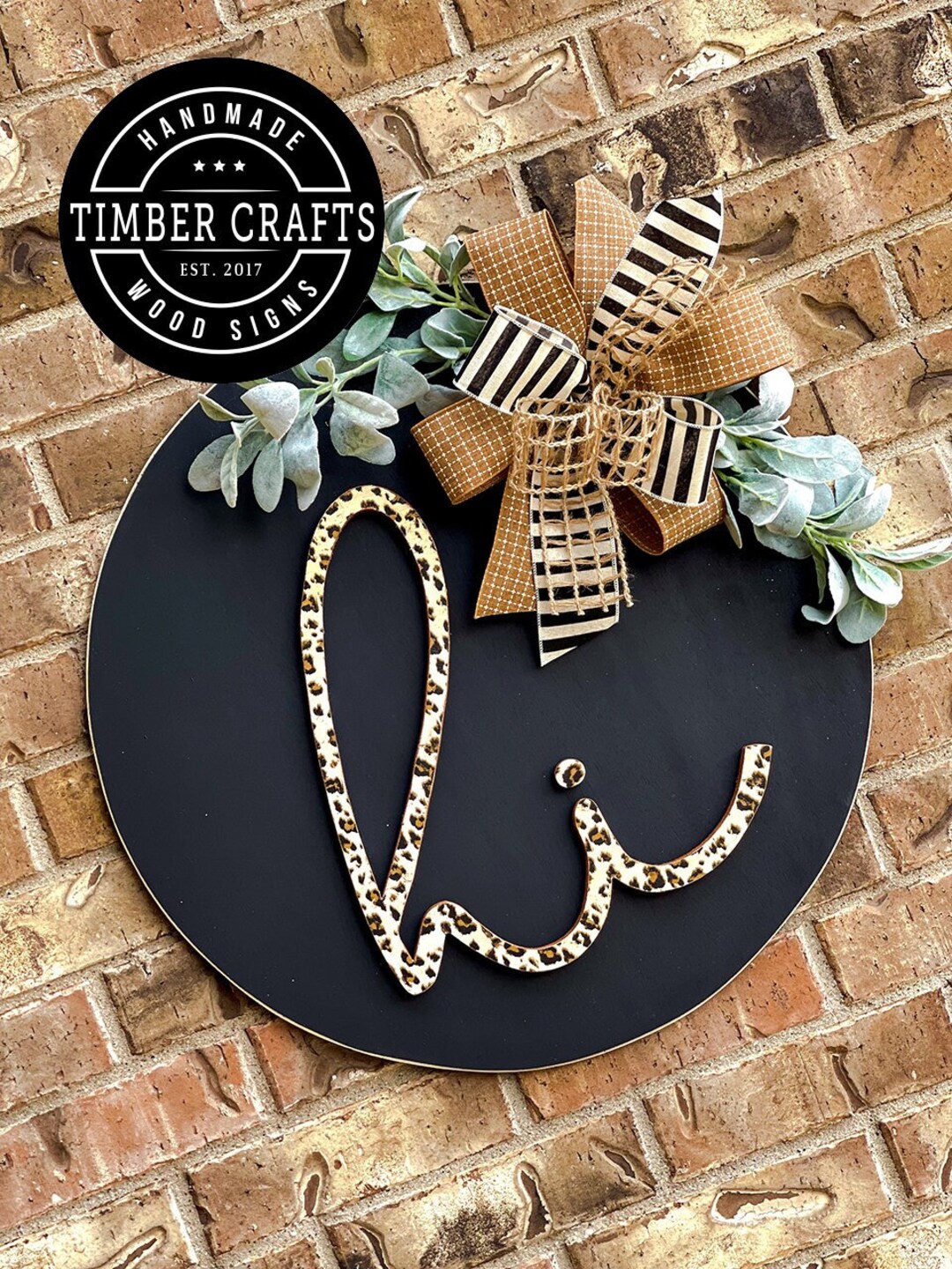 Leopard Print and Black Door Hanger - Etsy