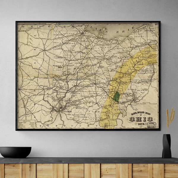 Antique Ohio Maps Framed - Etsy