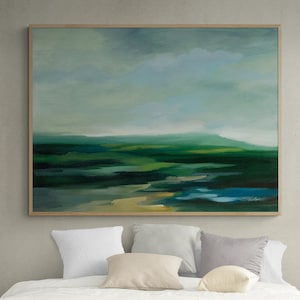 Irish Abstract Landscape Print, Framed Emerald Oil Painting Print ...