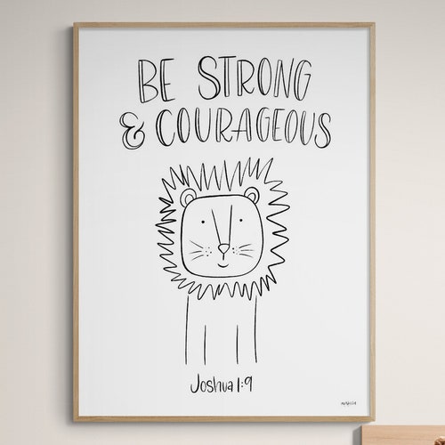 Kids Room Bible Verse Sign Be Strong and Courageous - Etsy