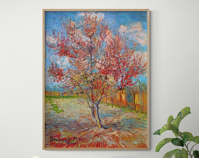 Peach Tree Art, 1972 Vintage Peach Tree Print, Pink Flower Wall Decor ...