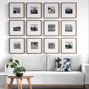 Walnut Frame Set Gallery Wall Art Classic Brown Neutral Wall Decoration ...