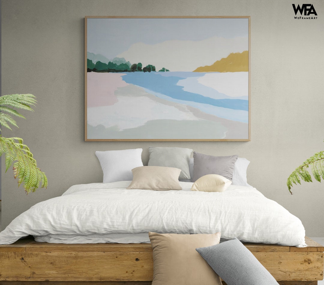 Coastal Pastel Tone Beach Chalet Artwork, Minimalist Hotel Beach ...