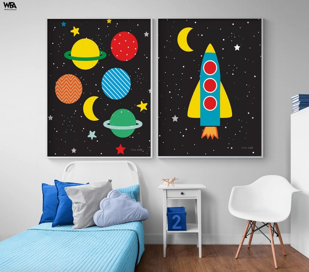 Blast off & Outer Space by Ann Kelle, Set of 2 Outer Space Prints ...