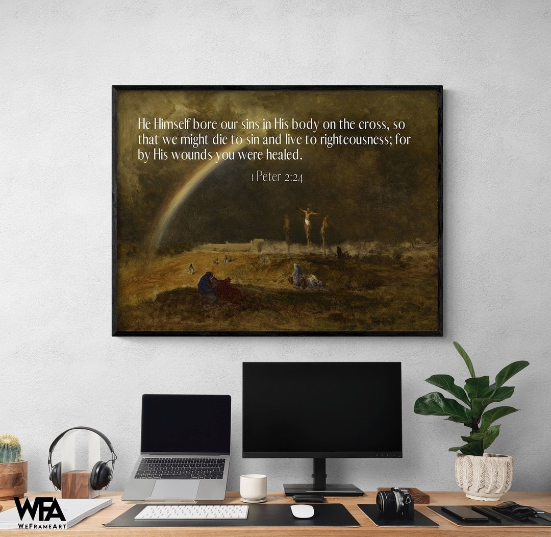 The Triumph at Calvary by George Inness, Bible Quote 1 Peter 2:24 Print ...