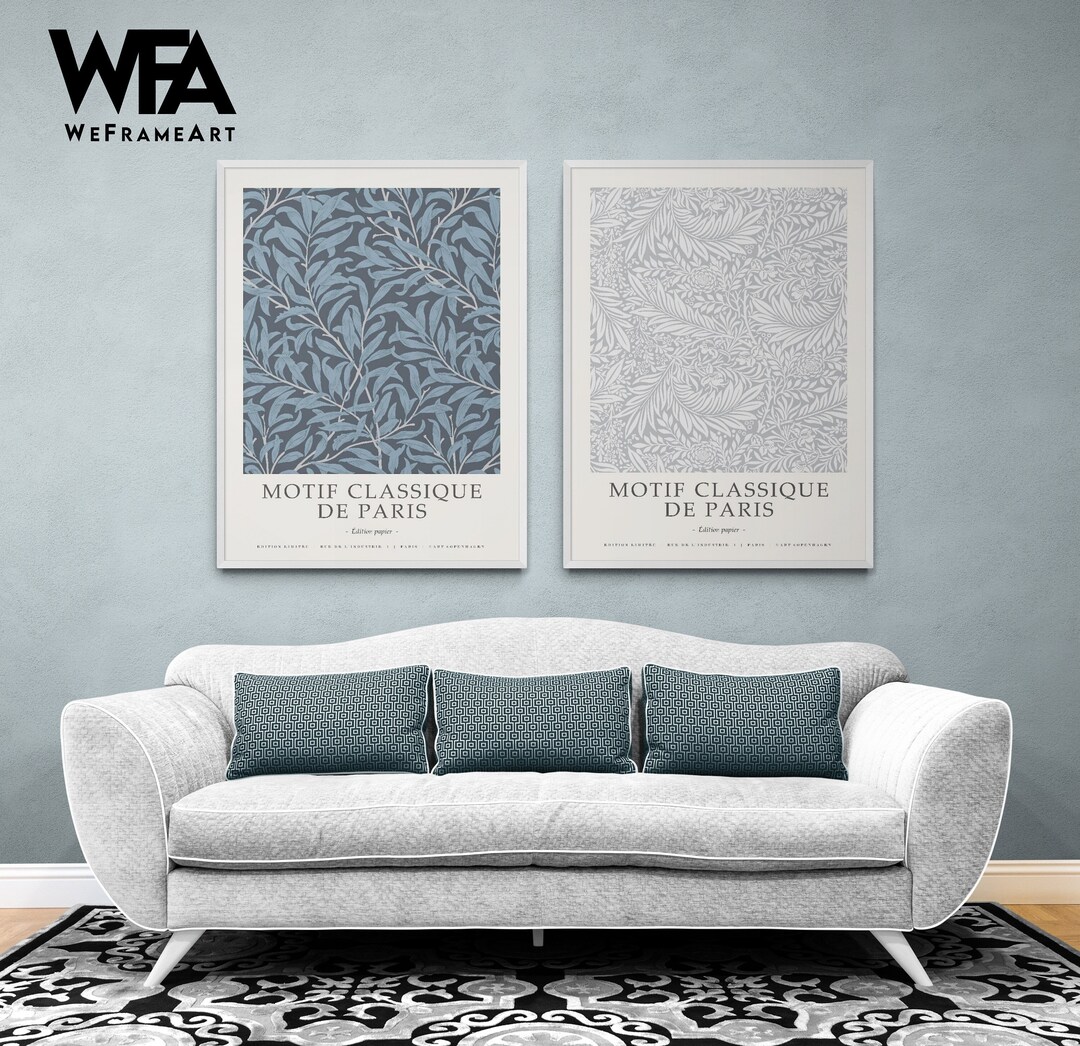 French Blue Motif Tea Room Poster Prints, Framed Classic French Motifs ...