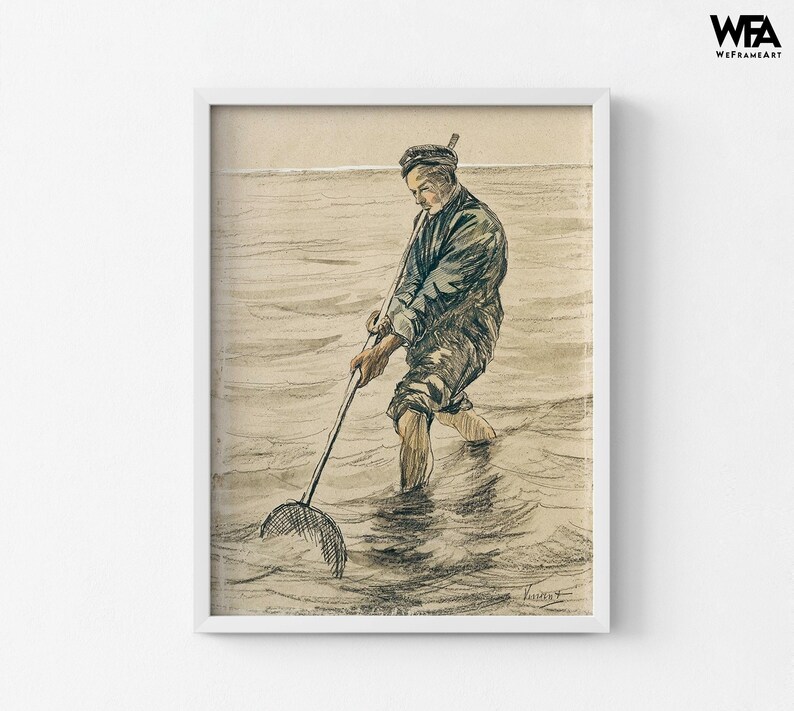 Van Gogh Beach Print, the Shell Fisherman, Seaside Wall Art - Etsy