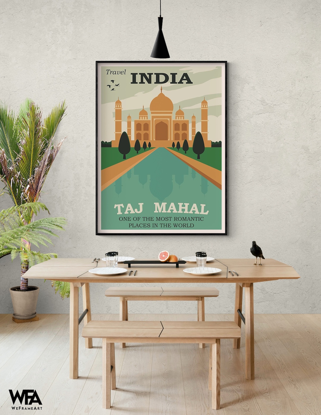India Taj Mahal Travel Poster, Classic Taj Mahal Poster, Framed Indian ...