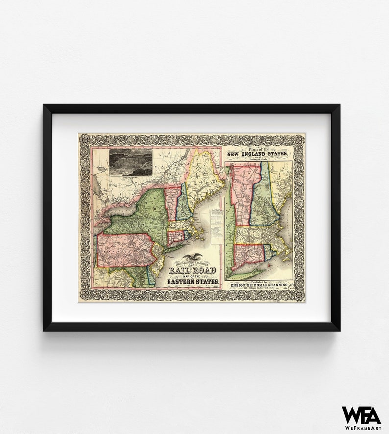 Road Map of the Eastern States 1856 Road Trip Map Poster - Etsy