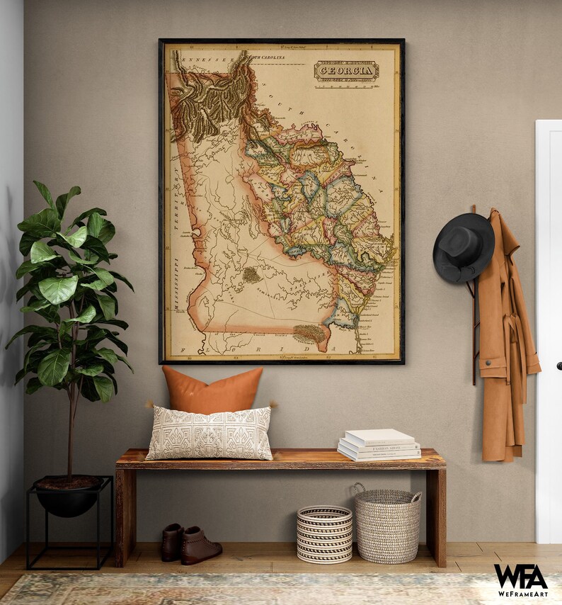Georgia 1817 Georgia County Map USA Travel Map Poster Print - Etsy