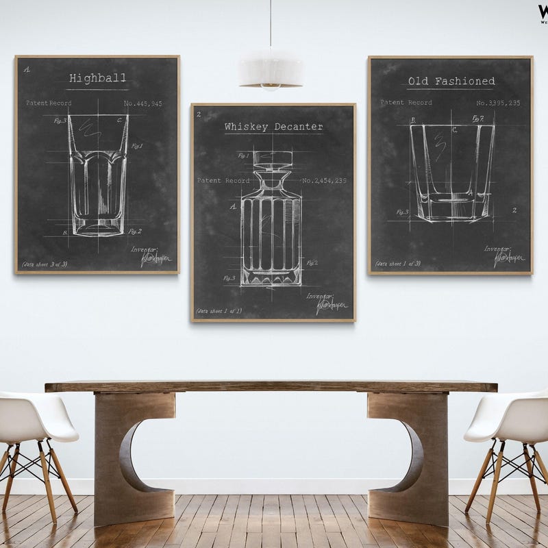 Blue Print Whisky Art - Etsy