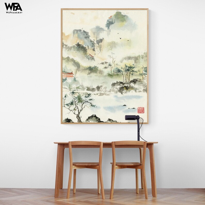 Asian Landscape Painting Print Framed Oriental Wall Art - Etsy