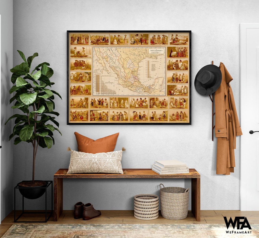 Ethnographic Map of Mexico, Ethnography History Poster, Mexican Map Print, Latin American People ...