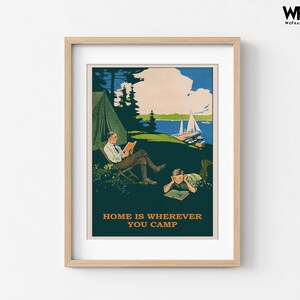 Vintage Camping Poster, Extra Large Retro Family Camping Trip Poster ...
