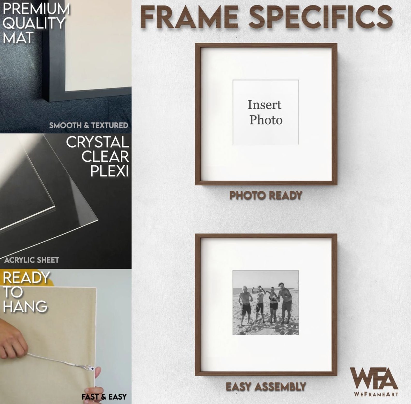 Walnut Frame Set Gallery Wall Art Classic Brown Neutral Wall | Etsy