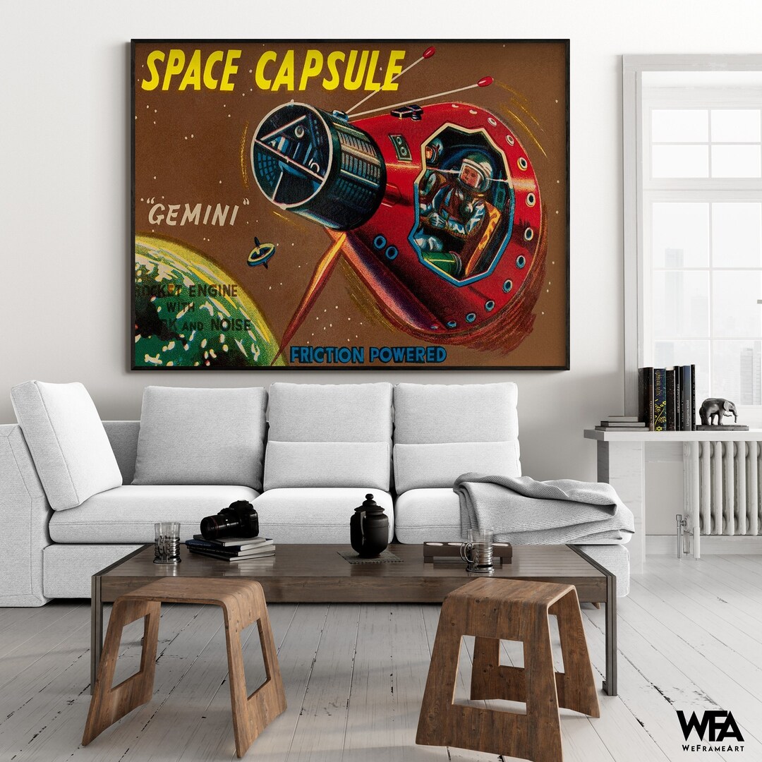 Space Capsule Gemini by Retrorocket, Red Astronaut Office Decor, Retro NASA Lover Gift Idea, Sci ...