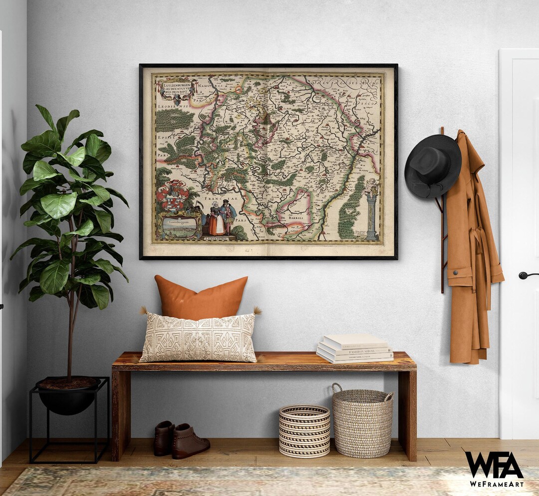 Vintage Map of Luxembourg, Europe Wall Art Print - Etsy