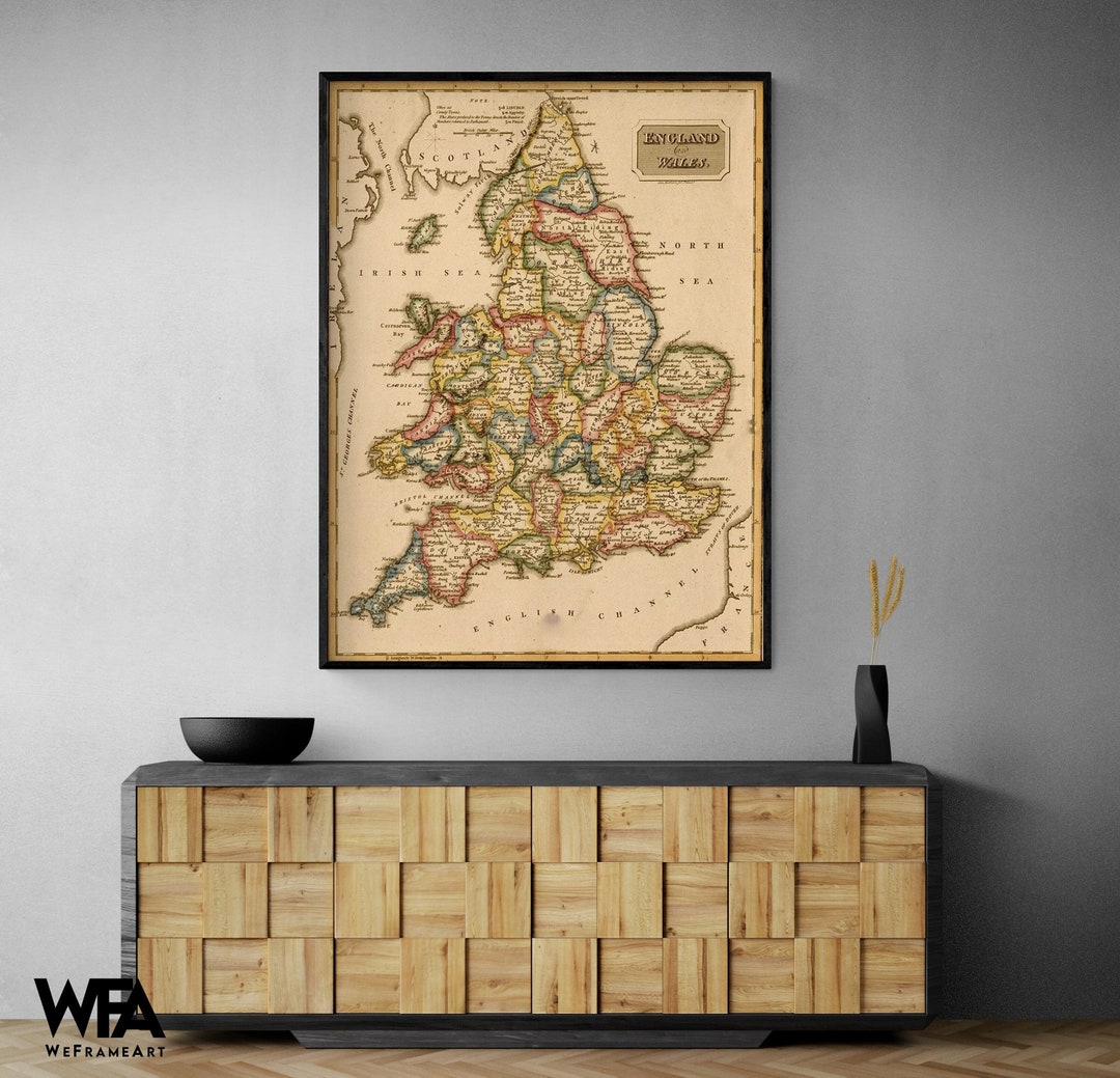 England and Wales 1817, European Map, Antique Map of UK, Wales Map ...