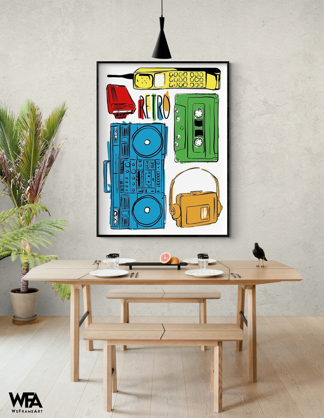 Retro Music Illustration Poster Print, Musical Inspired Bedroom Wall ...